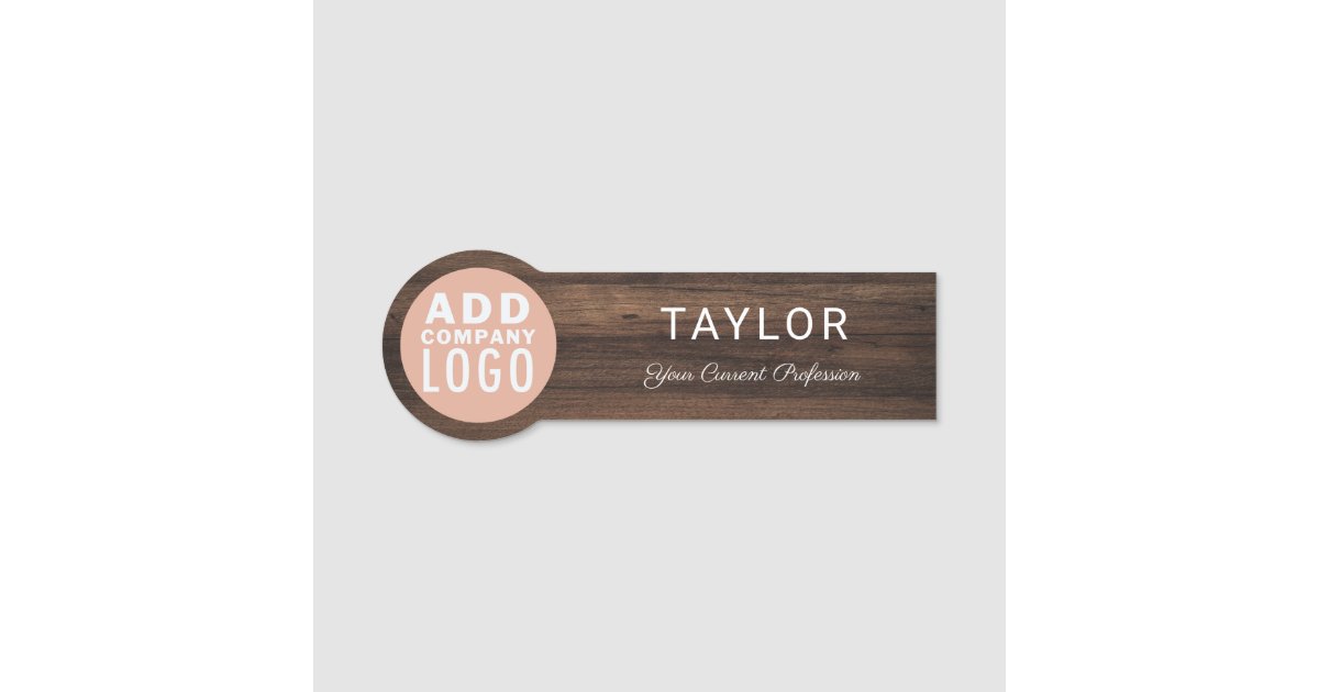 Custom Business Logo Company Employee Rustic Name Tag | Zazzle