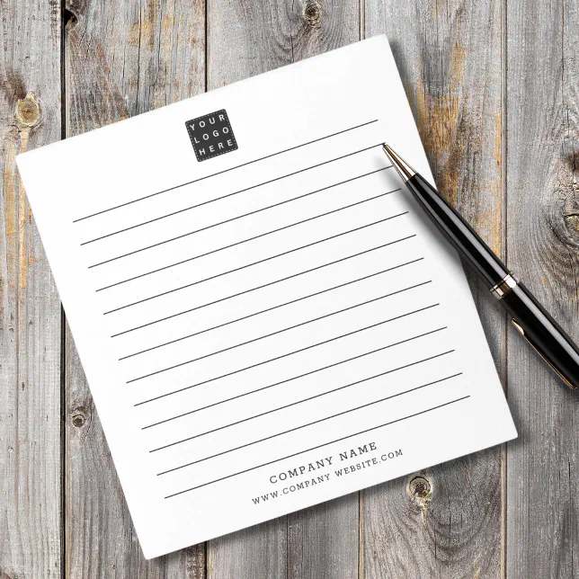 Custom Business Logo Company Name Black Lined Notepad | Zazzle