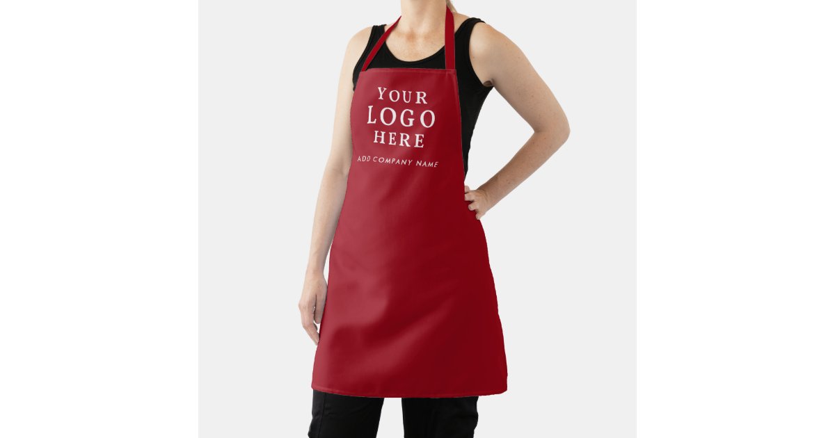 Custom Business Logo Company Name Branded Red Apron | Zazzle