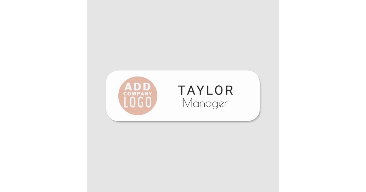 Custom Business Logo Company Office Manager Name Tag | Zazzle