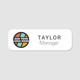 Custom Business Logo Company Office Manager Name Tag | Zazzle