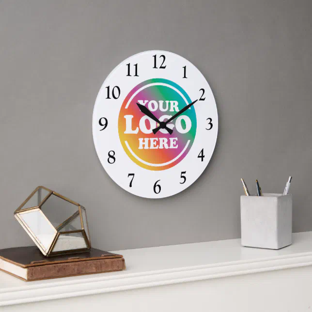 Custom Business Logo, Company Promotional Large Clock | Zazzle