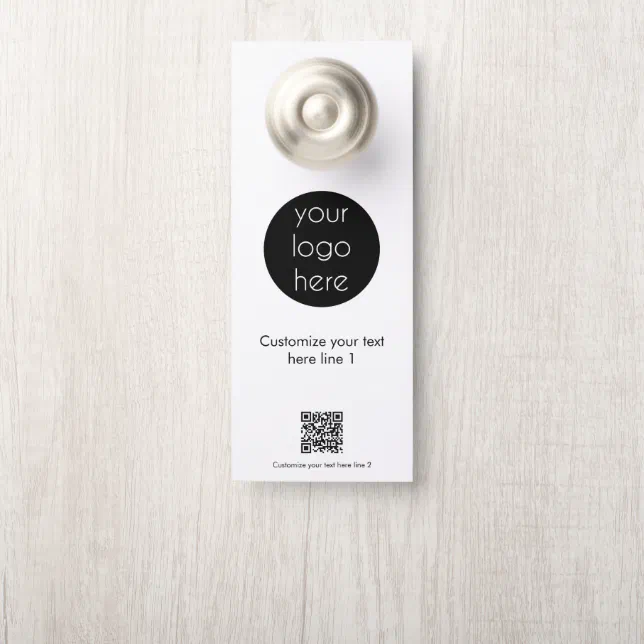 Custom Business Logo Company Promotional QR Code Door Hanger | Zazzle