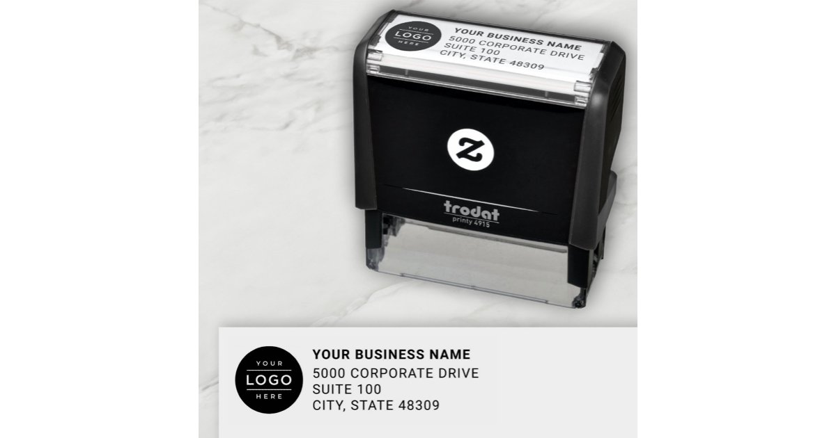 Custom Business Logo Company Return Address Self-inking Stamp | Zazzle