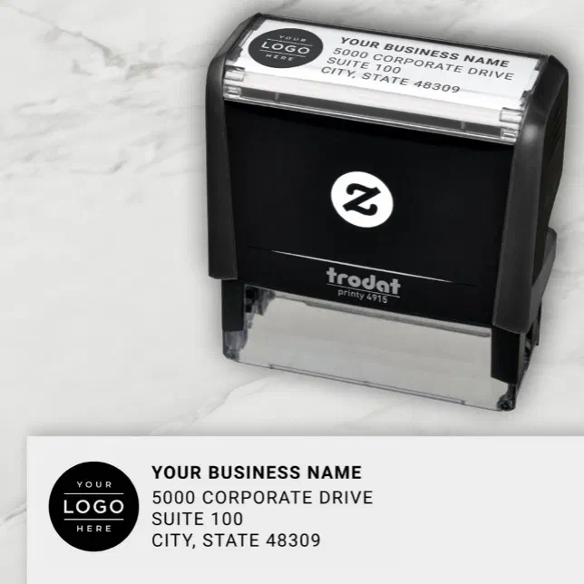 Custom Business Logo Company Return Address Self-inking Stamp | Zazzle