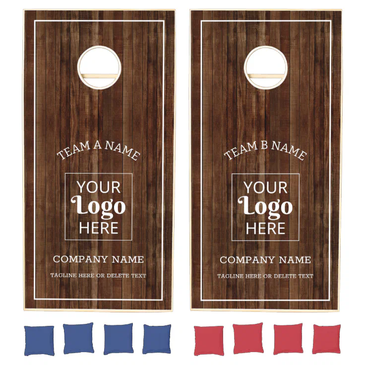 Custom Business Logo Company Team Name Wood Cornhole Set | Zazzle