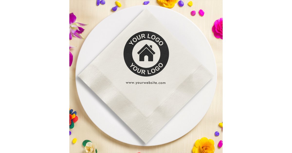 Custom Business Logo Company Website Promotional Napkins | Zazzle