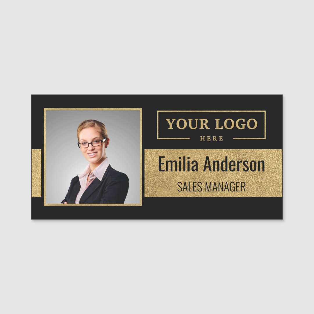 Custom Business Logo Corporate Employee Photo Name Tag | Zazzle
