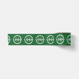 Custom Business Logo Corporate Promo Gift Green Satin Ribbon | Zazzle