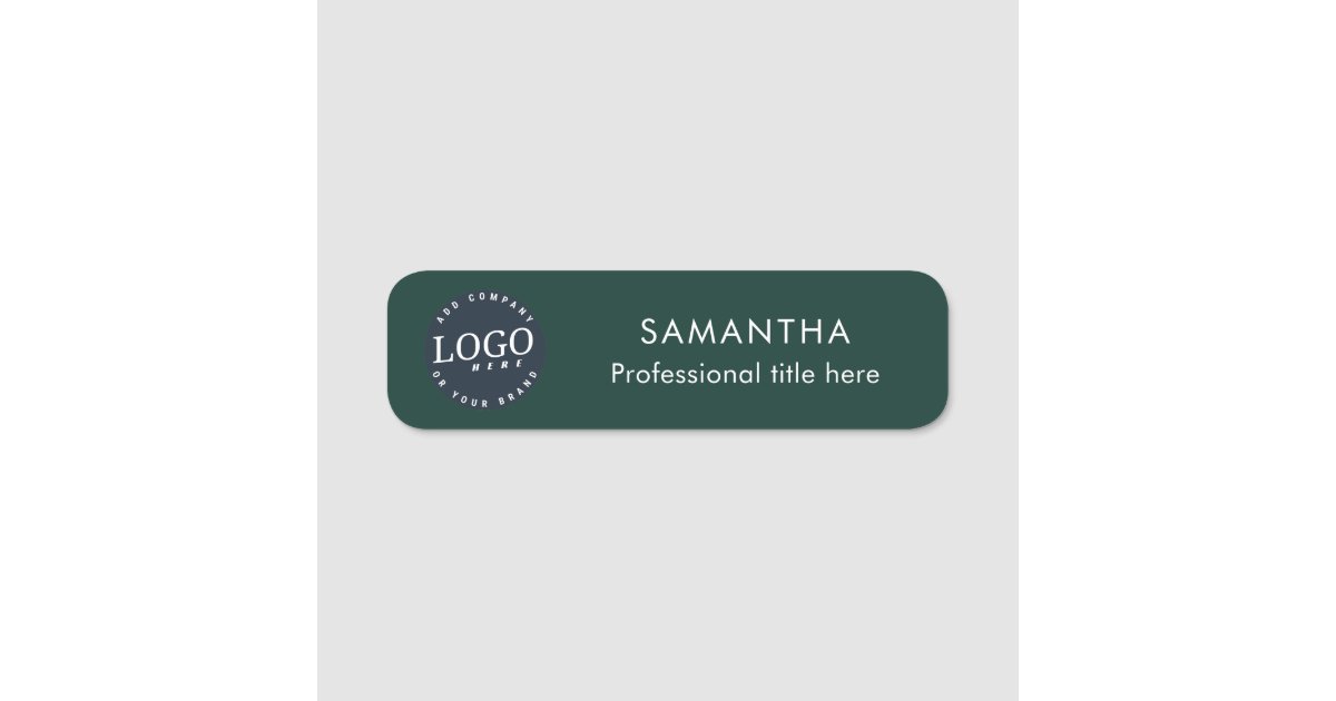 Custom Business Logo Corporate Staff Event Green Name Tag | Zazzle