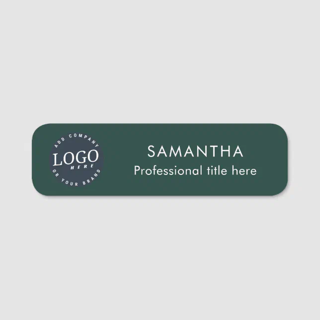 Custom Business Logo Corporate Staff Event Green Name Tag | Zazzle