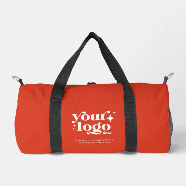 Custom Business Logo Cute Stylish Cool Red Duffle Bag | Zazzle