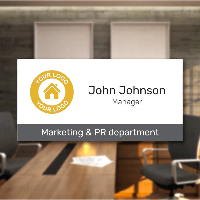 Custom Business Logo Department Title Employee Name Tag | Zazzle