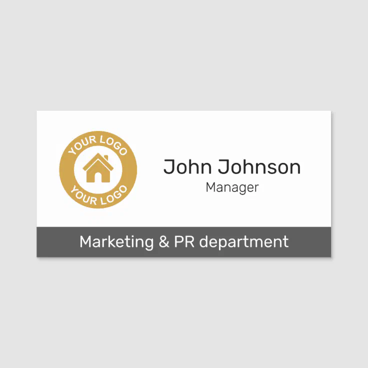 Custom Business Logo Department Title Employee Name Tag | Zazzle