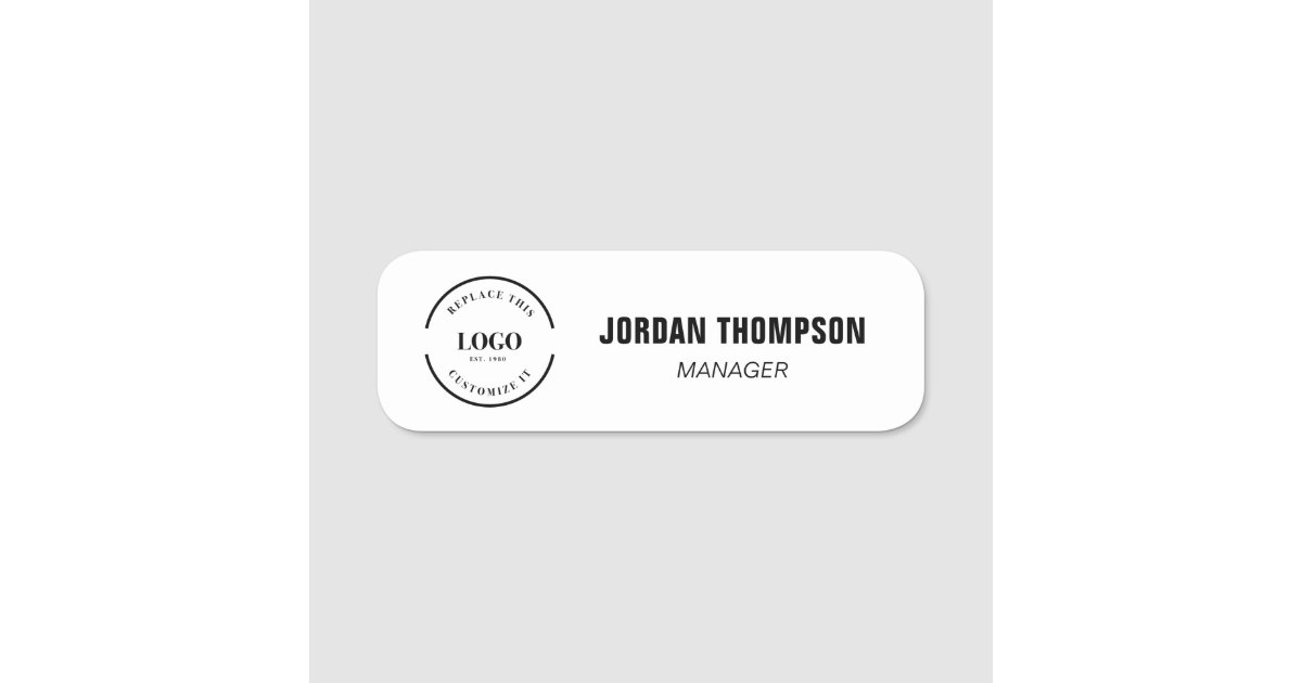 Custom Business logo Employee ID Name Tag | Zazzle