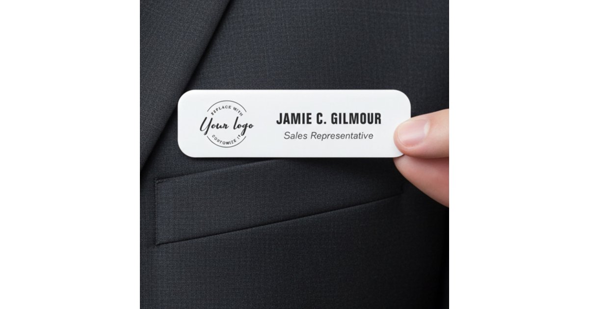 Custom Business logo Employee Magnetic Name Tag | Zazzle