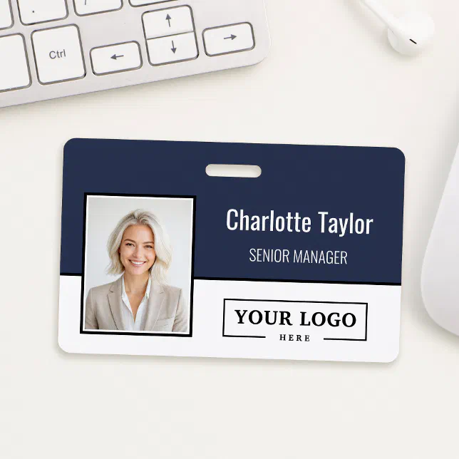 Custom Business Logo Employee Photo Badge | Zazzle