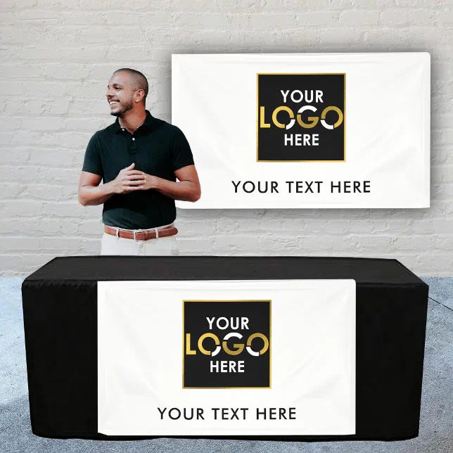 Custom Business Logo Events Hanging Banner Sign | Zazzle