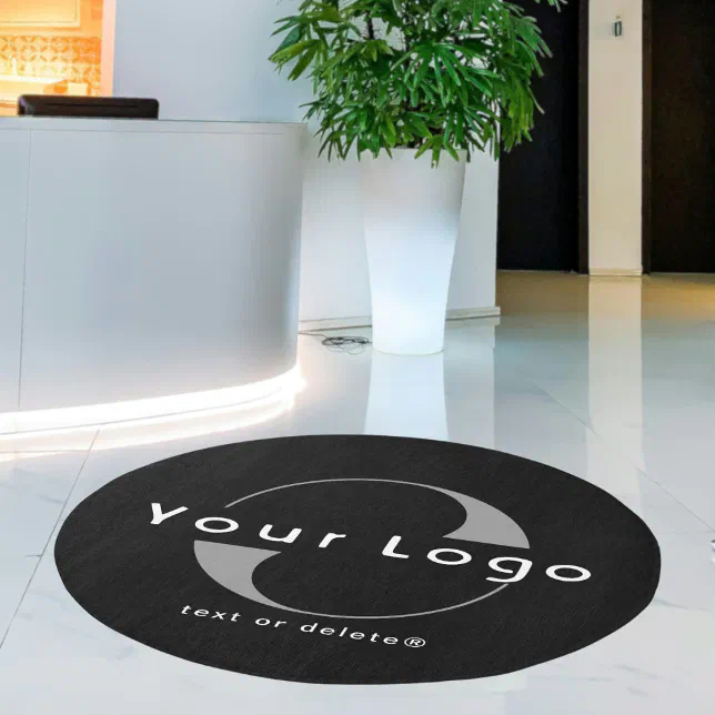 Custom Business logo floor mat Company black rug | Zazzle