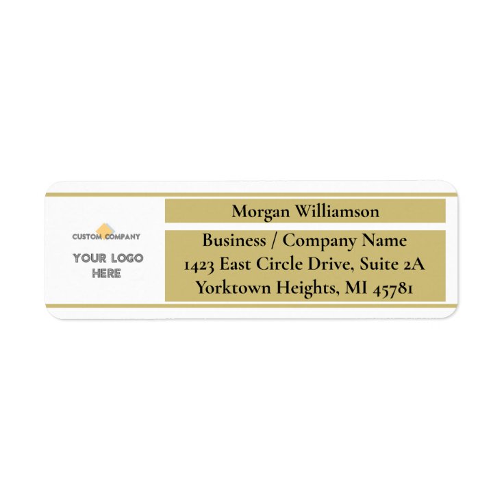 Custom Business Logo Gold Return Address Label | Zazzle