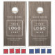 Custom Business Logo Gray Wood Grain Branded Cornhole Set | Zazzle