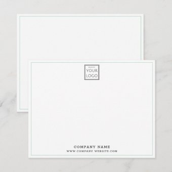Custom Business Logo Green Border Company Name Note Card | Zazzle