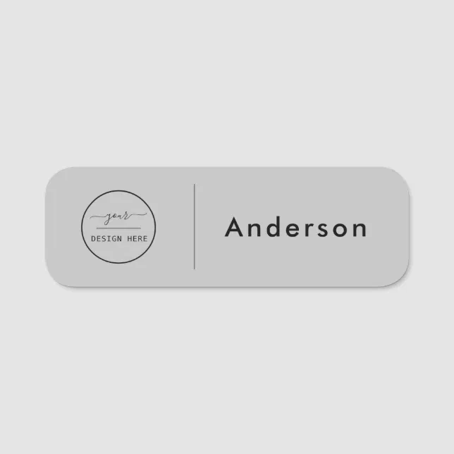 Custom Business Logo ID | Modern Gray Employee Name Tag | Zazzle