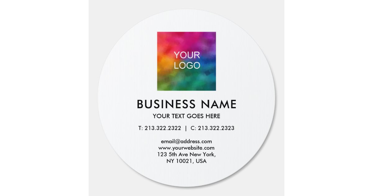 Custom Business Logo Info Address Template Circle Sign | Zazzle