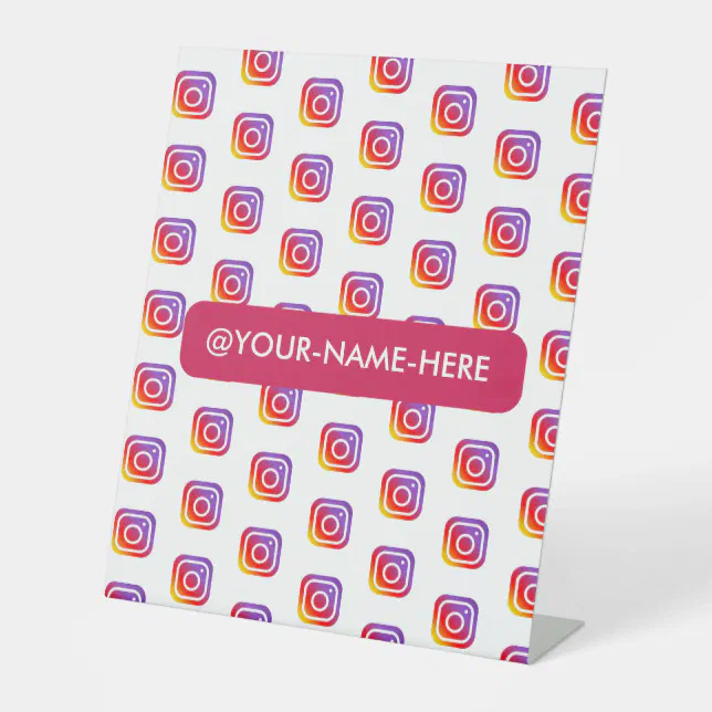 custom business logo instagram backdrop simple pedestal sign | Zazzle