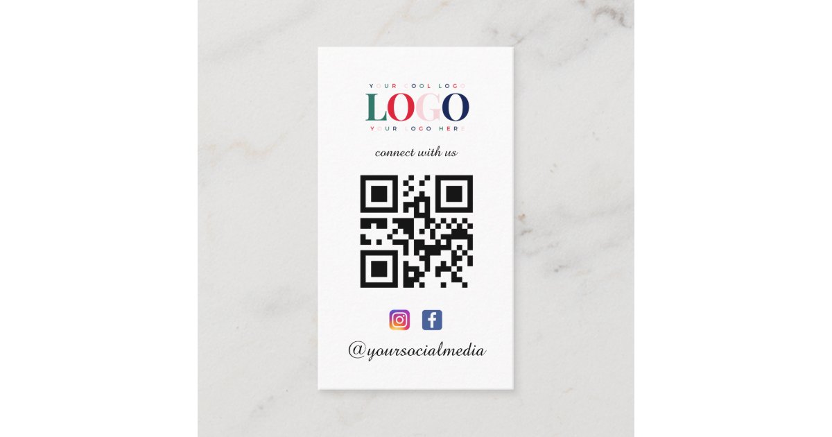 Custom Business Logo Instagram Facebook QR Code Business Card | Zazzle
