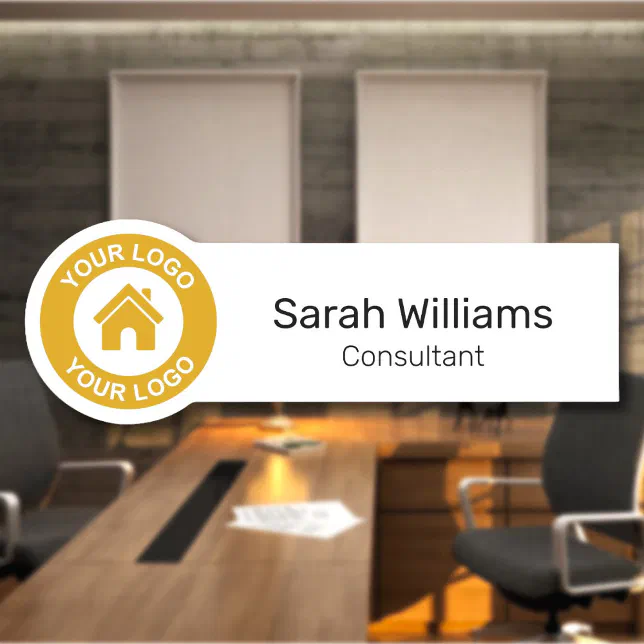 Custom Business Logo Job Title Employee Name Tag | Zazzle