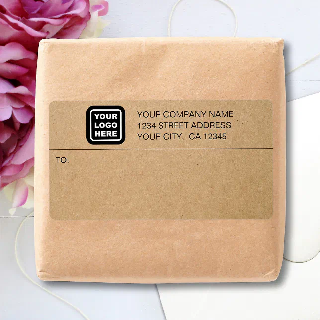 Custom Business Logo Kraft Style Shipping Labels | Zazzle