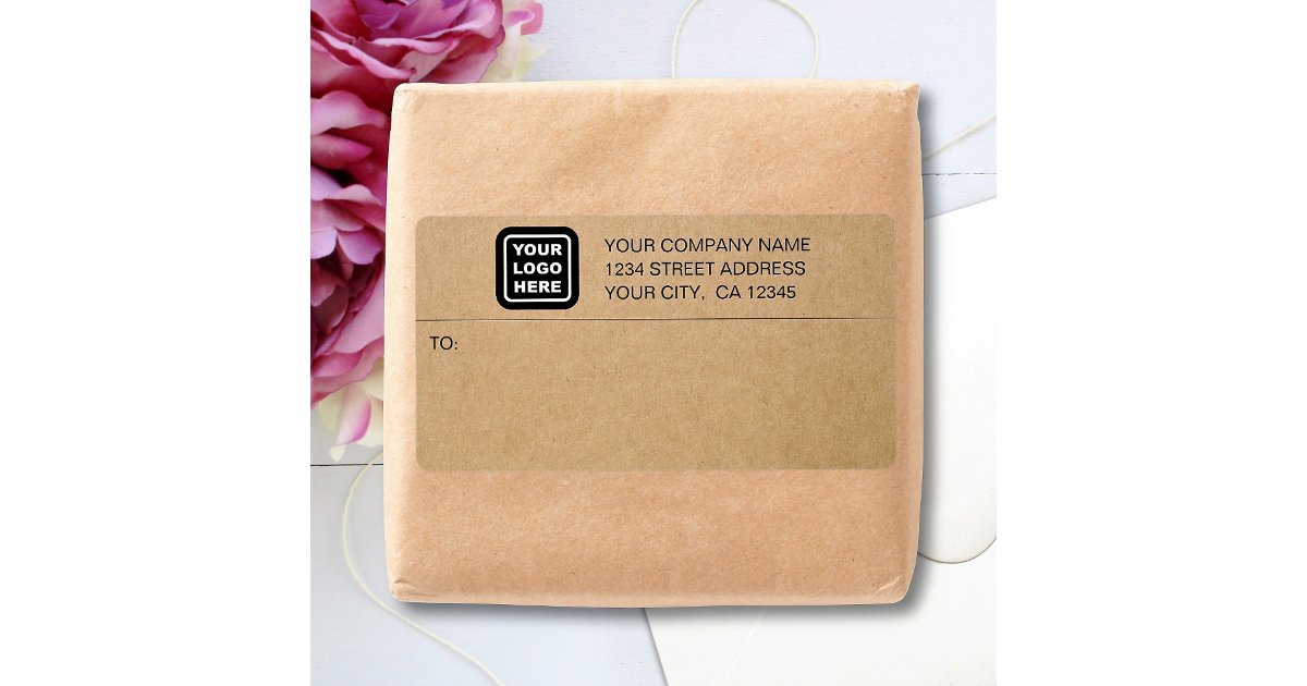 Custom Business Logo Kraft Style Shipping Labels | Zazzle