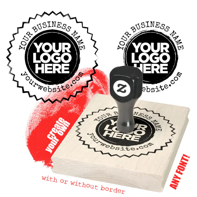 Custom Business Logo Large Rustic Rubber Stamp | Zazzle