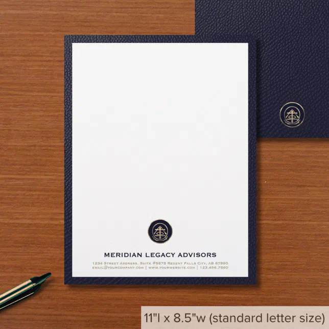 Custom Business Logo Letterhead with Navy Frame | Zazzle