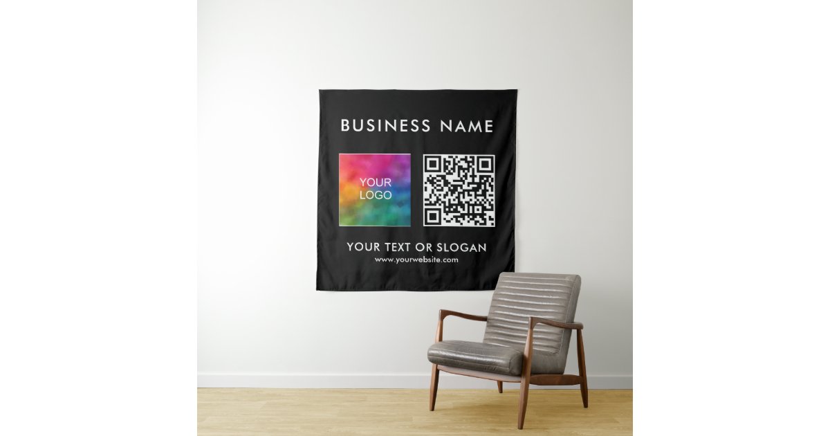 Custom Business Logo Name QR Code Square Backdrop | Zazzle