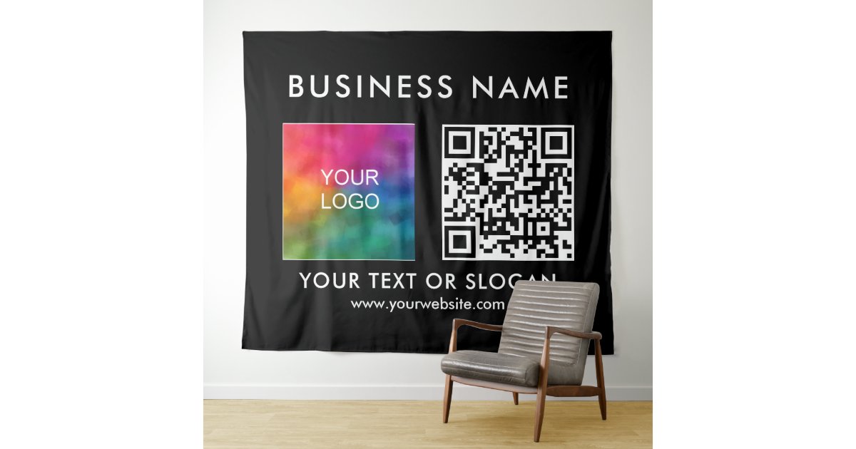 Custom Business Logo Name QR Code XL Backdrop | Zazzle