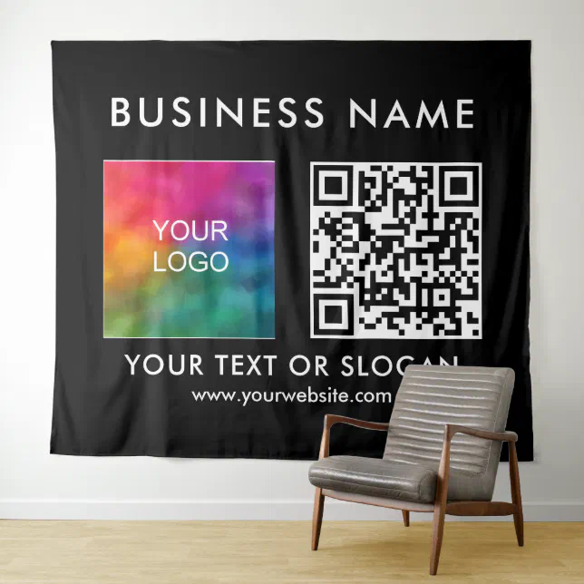 Custom Business Logo Name QR Code XL Backdrop | Zazzle