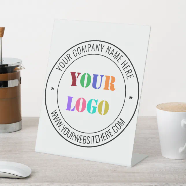 Custom Business Logo Name Text Info Pedestal Sign | Zazzle