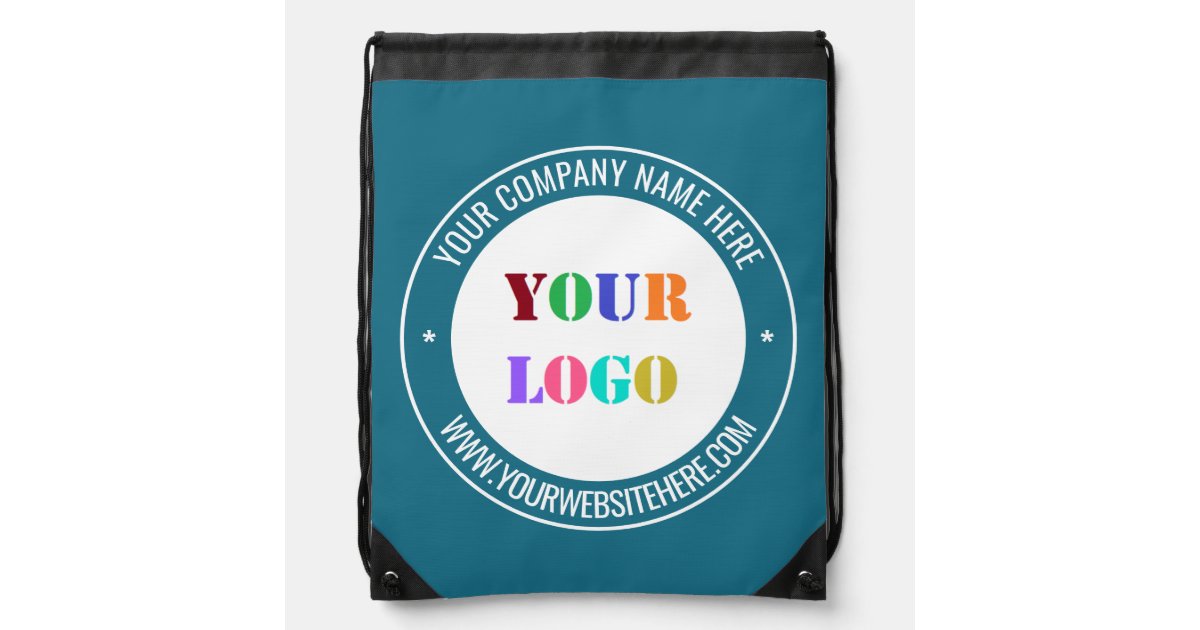 Custom Business Logo Name Website Drawstring Bag | Zazzle