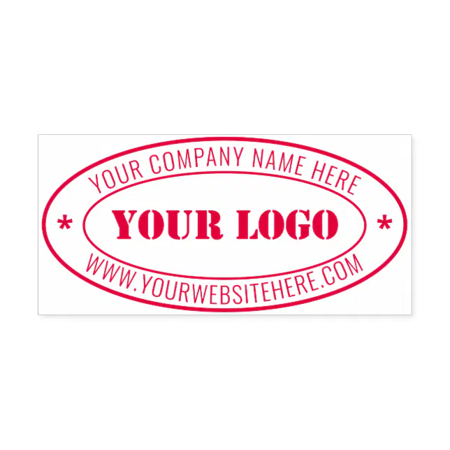 Custom Business Logo Name Website Oval Stamp | Zazzle