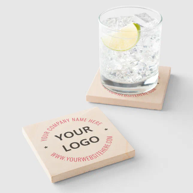 Custom Business Logo Name Website Stone Coaster | Zazzle