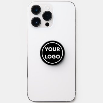 Custom Business Logo on Black Branded PopSocket | Zazzle