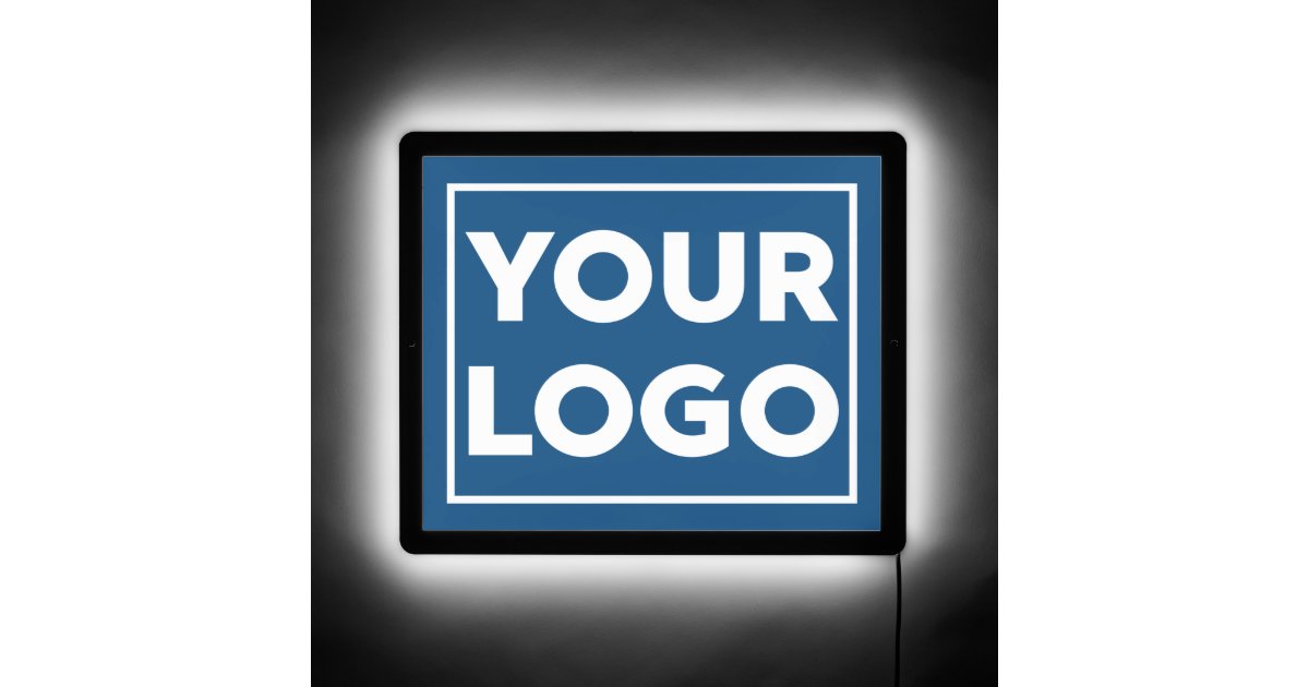 Custom Business Logo on Blue LED Sign | Zazzle