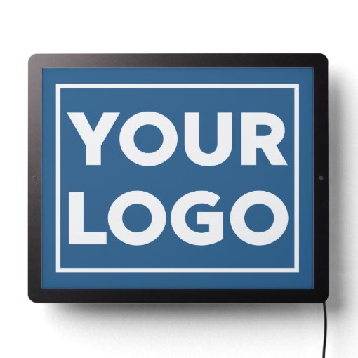 Custom Business Logo on Blue LED Sign | Zazzle