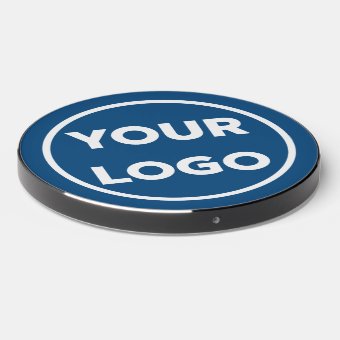 Custom Business Logo on Blue Wireless Charger | Zazzle