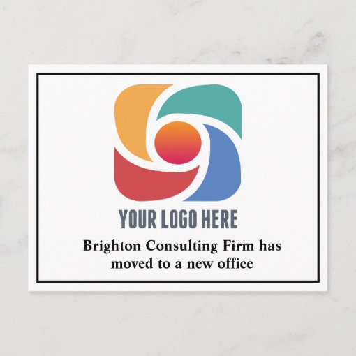 Custom Business Logo Our Office Has Moved Postcard | Zazzle