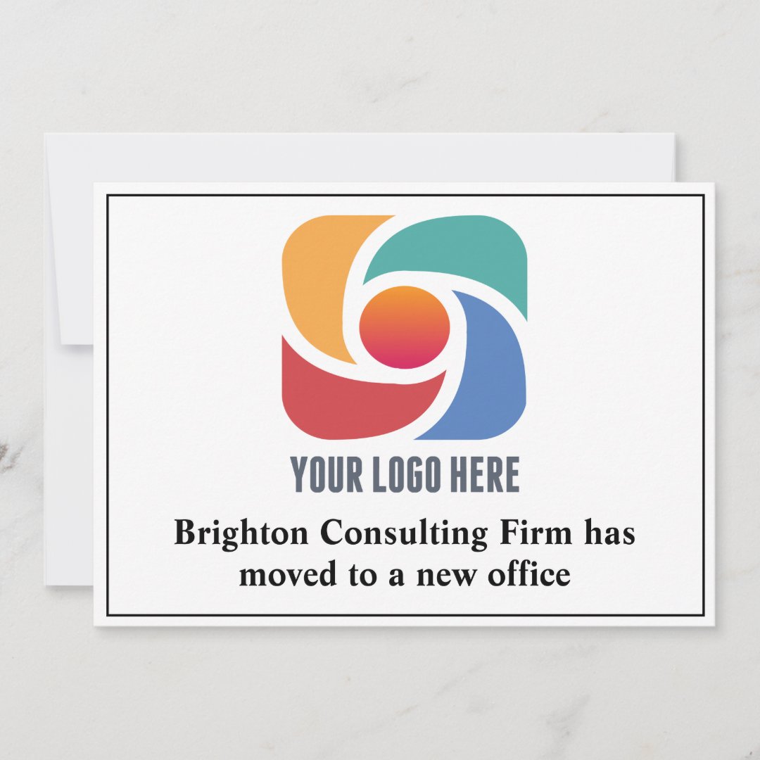 Custom Business Logo Our Office is Moving Announcement | Zazzle