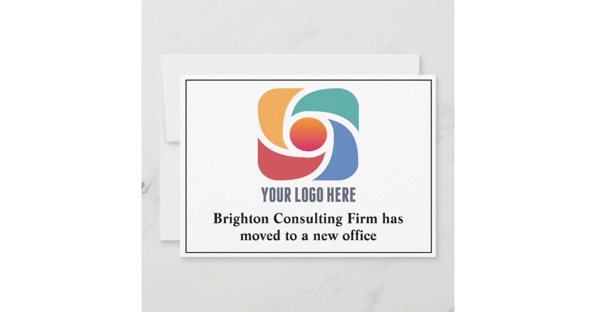 Custom Business Logo Our Office is Moving Announcement | Zazzle