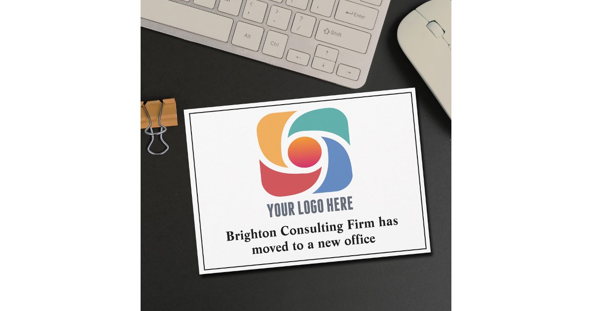 Custom Business Logo Our Office is Moving Announcement | Zazzle